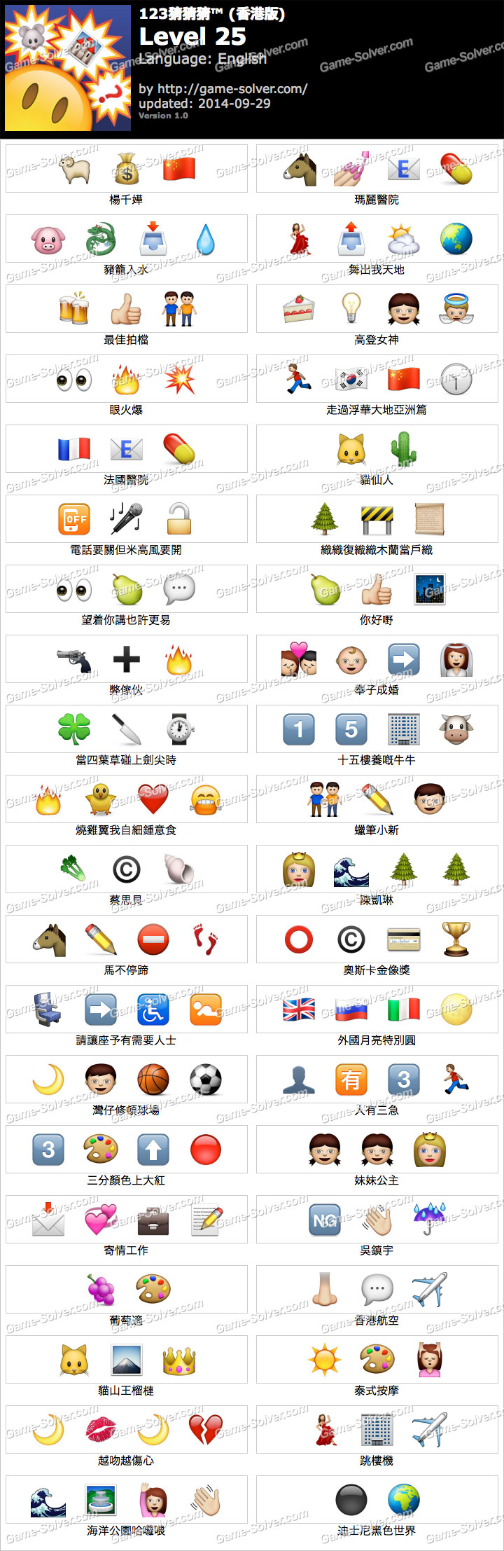 123猜猜猜香港版答案等級25 • Game Solver