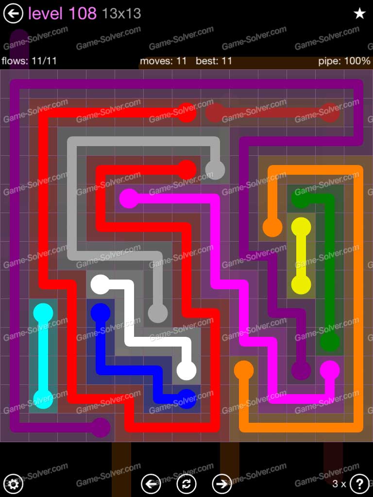 Flow 13x13 Mania Level 108 • Game Solver
