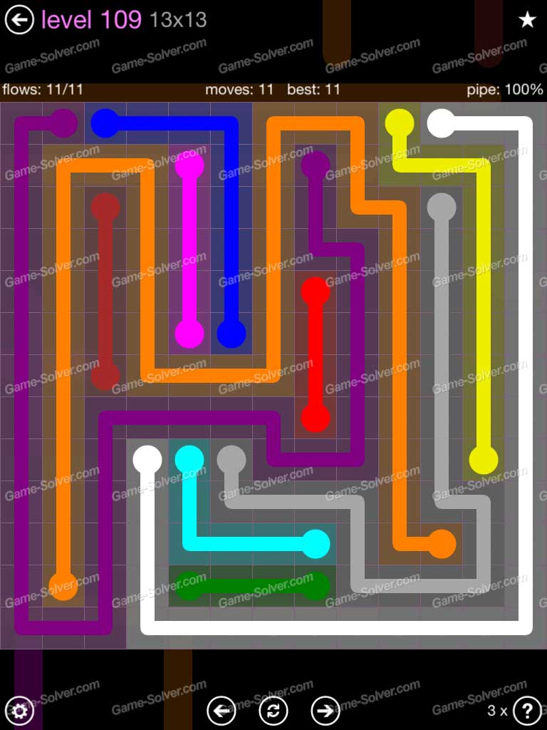 Flow 13x13 Mania Level 109 • Game Solver