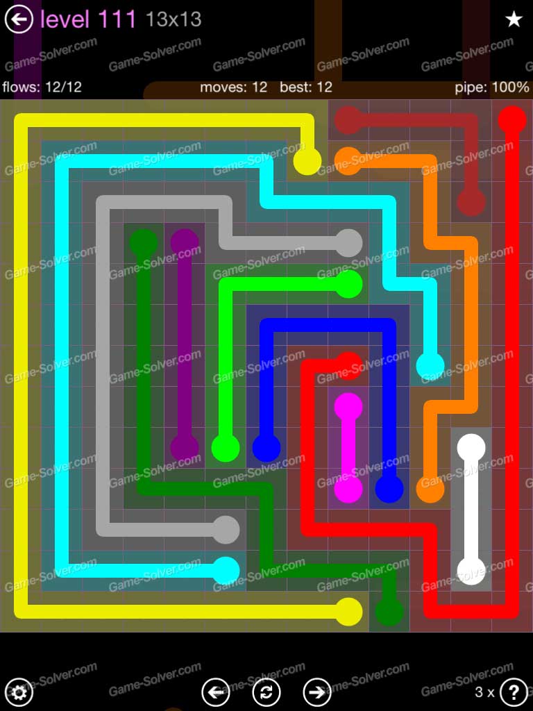 Flow 13x13 Mania Level 111 • Game Solver