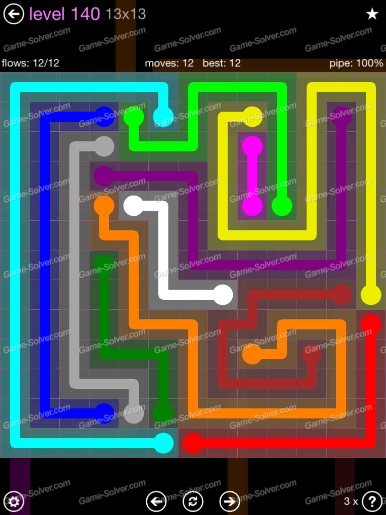 Flow 13x13 Mania Level 140 • Game Solver