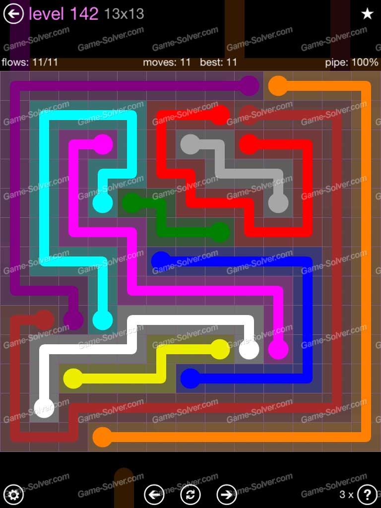Flow 13x13 Mania Level 142 • Game Solver