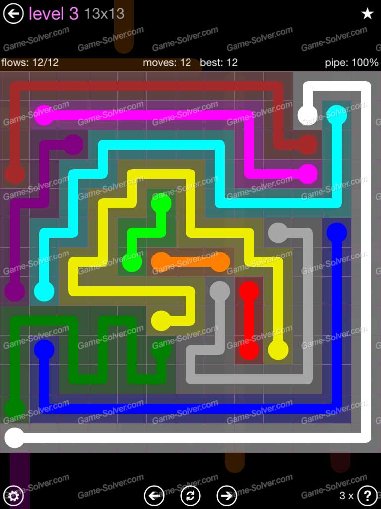 Flow 13x13 Mania Level 3 • Game Solver