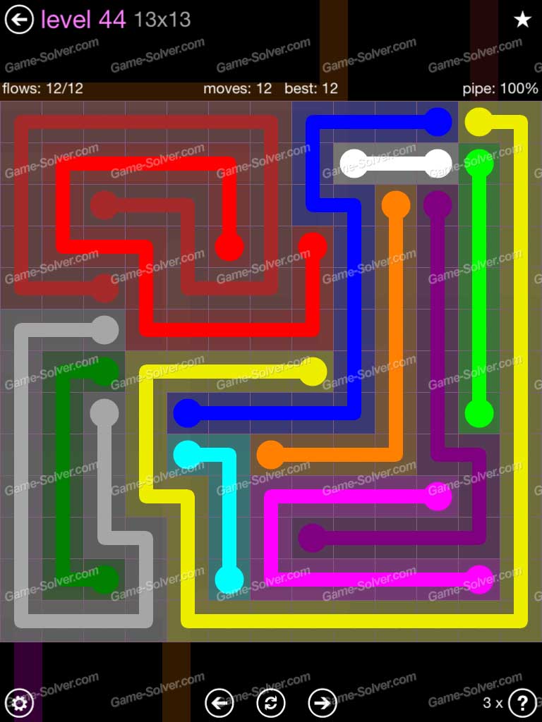 Flow 13x13 Mania Level 44 • Game Solver