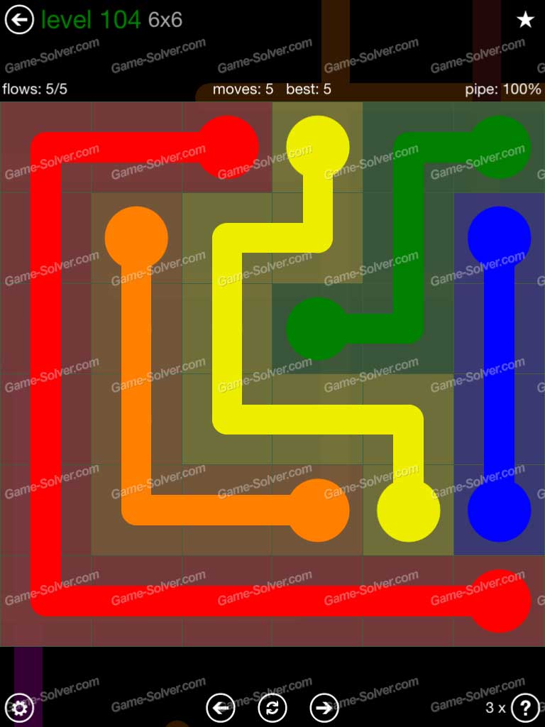 Flow 6x6 Mania Level 104 • Game Solver
