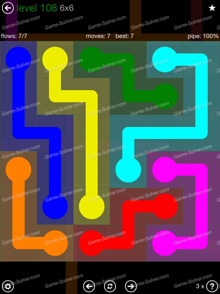 Flow 6x6 Mania Level 108 • Game Solver