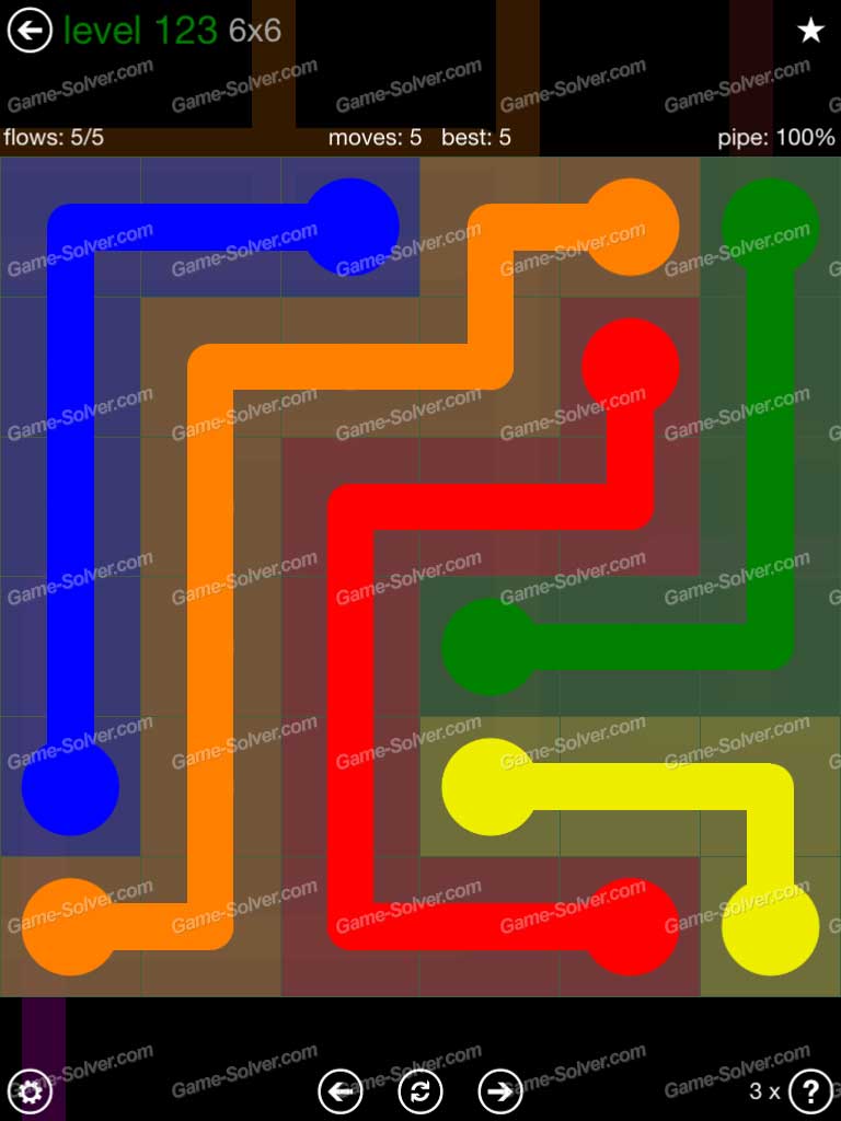 Flow 6x6 Mania Level 123 • Game Solver