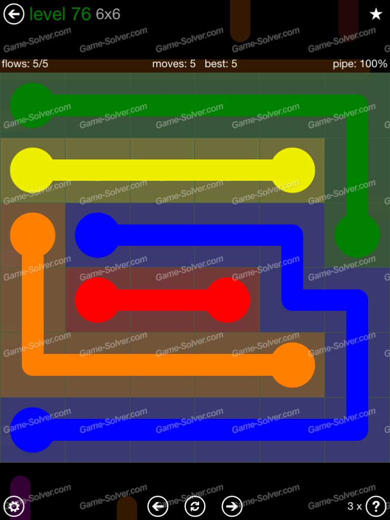 Flow 6x6 Mania Level 76 • Game Solver