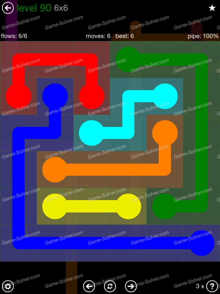 Flow 6x6 Mania Level 90 • Game Solver