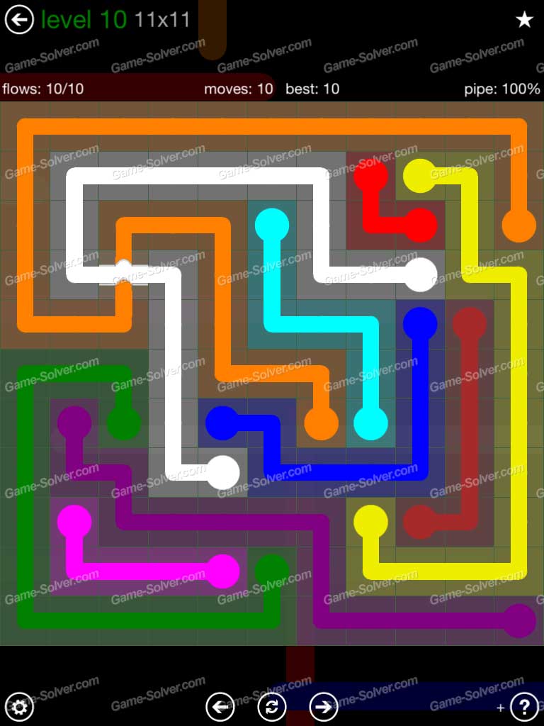 Flow Bridges 11x11 Mania Level 10 • Game Solver
