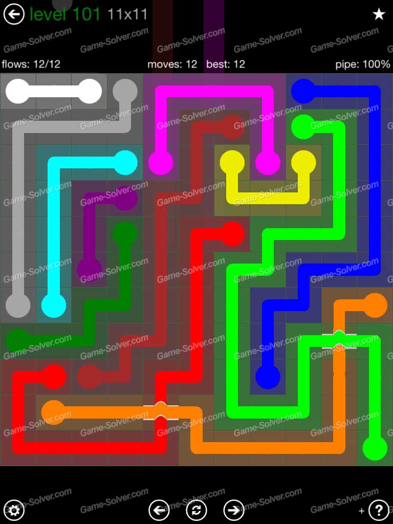 Flow Bridges 11x11 Mania Level 101 • Game Solver