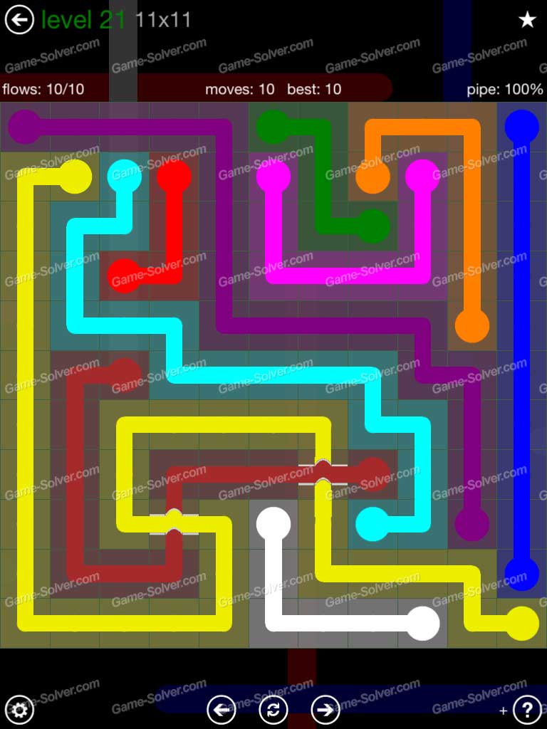 Flow Bridges 11x11 Mania Level 21 • Game Solver