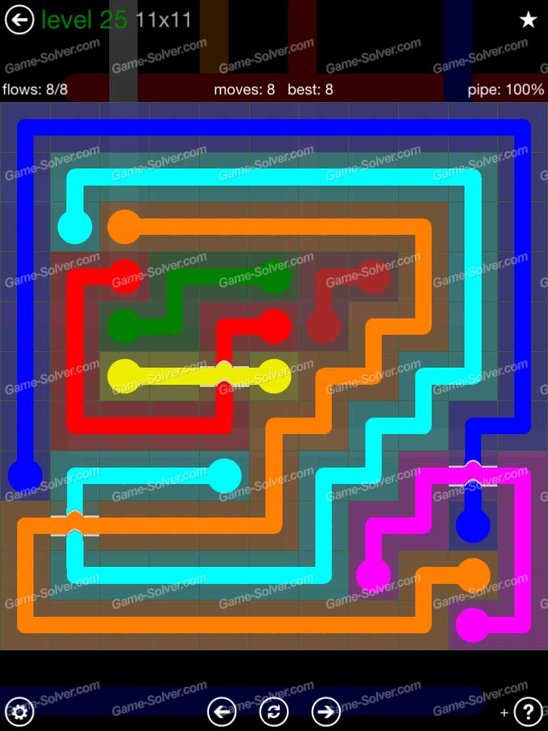 Flow Bridges 11x11 Mania Level 25 • Game Solver