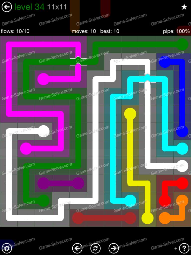 Flow Bridges 11x11 Mania Level 34 • Game Solver
