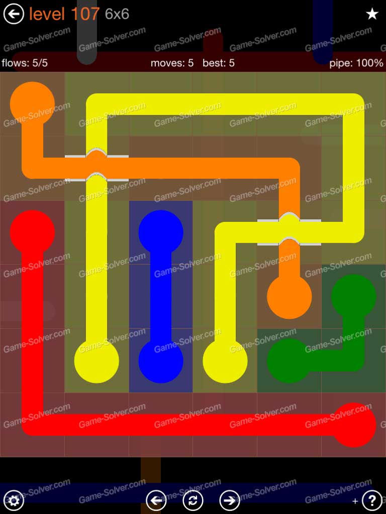 Flow Bridges 6x6 Mania Level 107 • Game Solver
