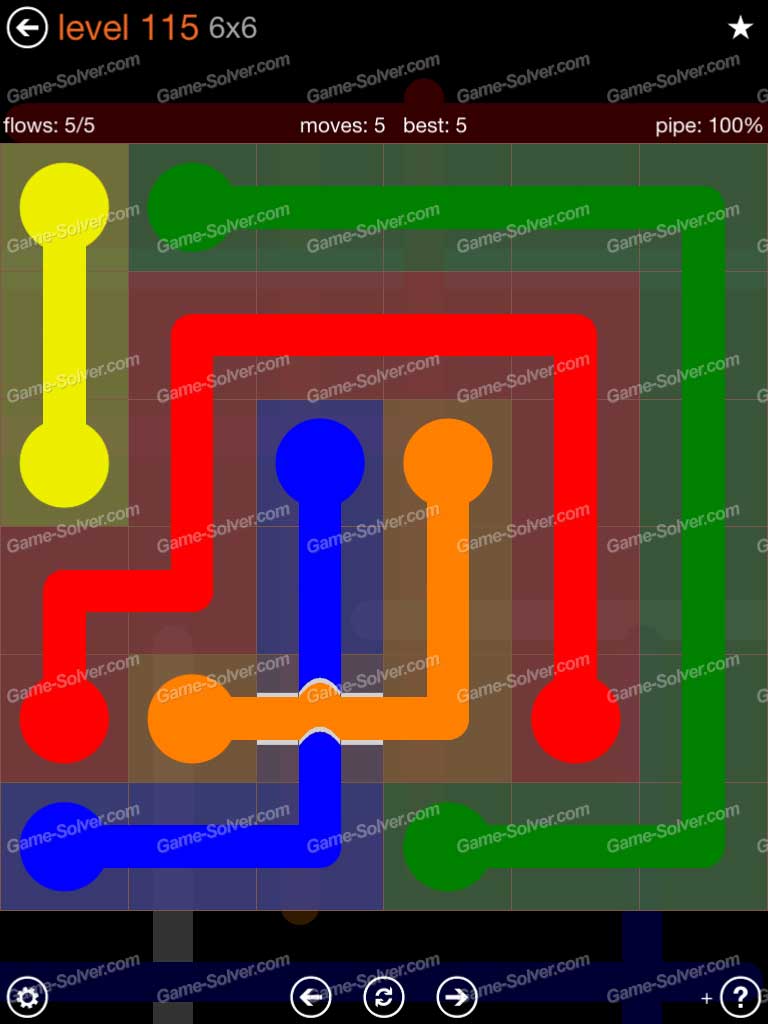 Flow Bridges 6x6 Mania Level 115 • Game Solver
