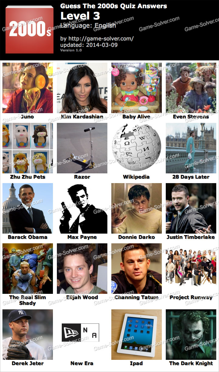 Guess The 2000s Quiz Level 3 • Game Solver