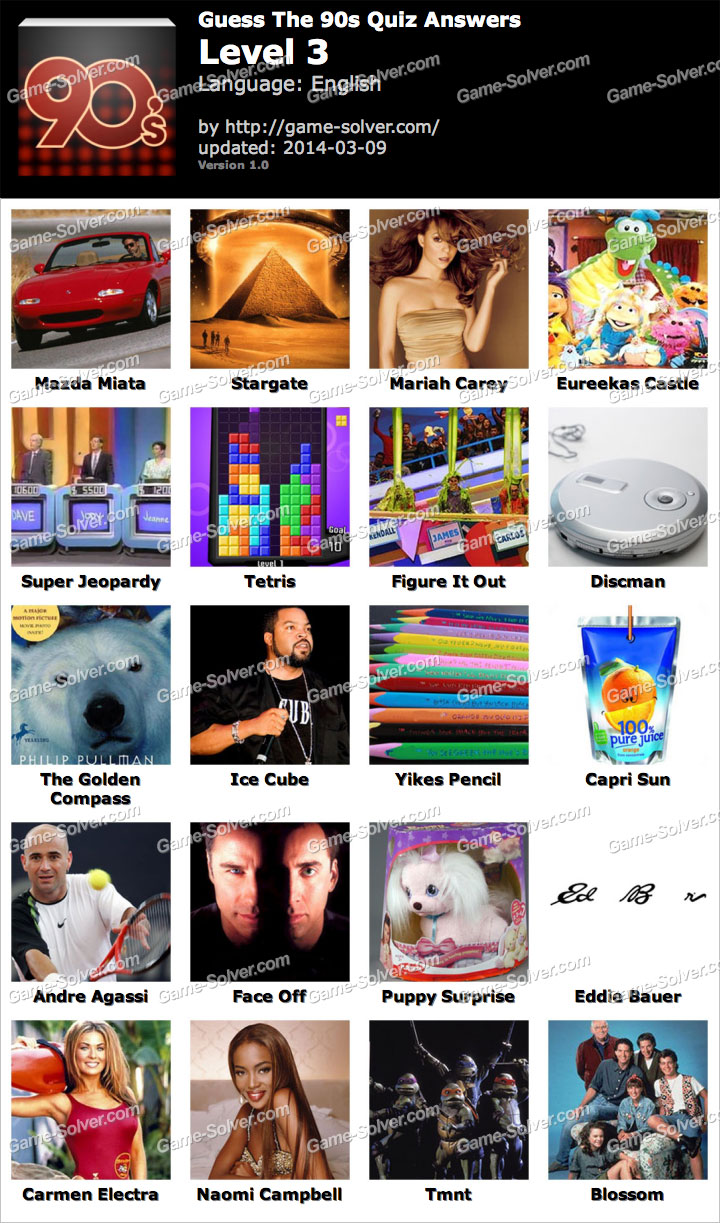 Guess The 90s Quiz Level 3 Game Solver