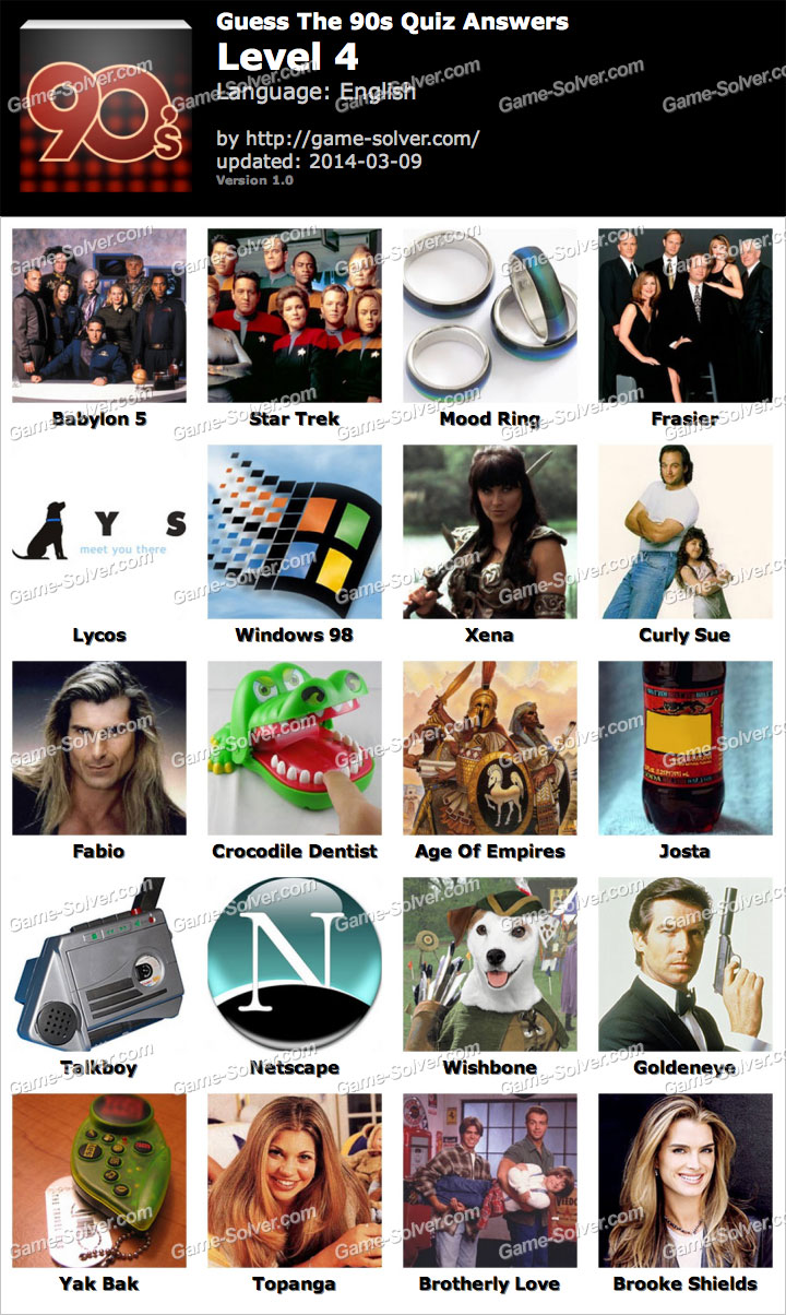 Guess The 90s Quiz Level 4 Game Solver