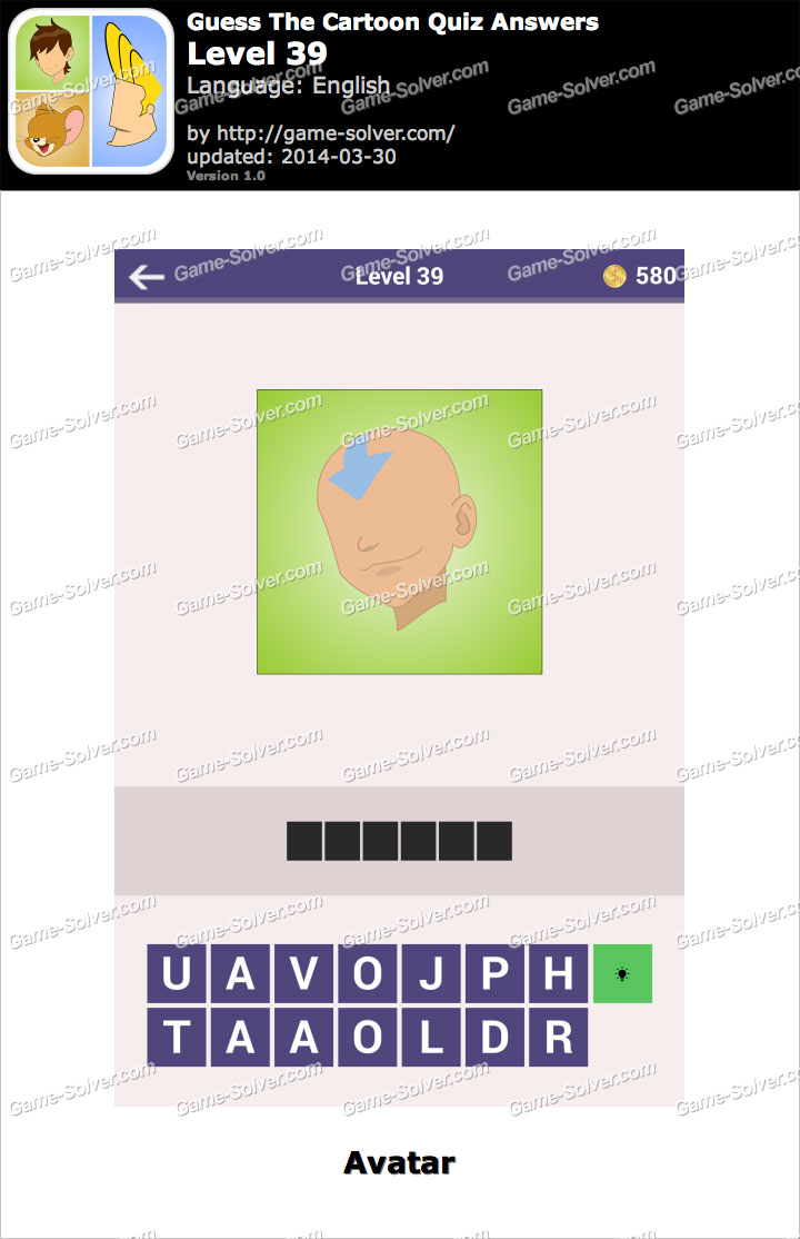 Guess the Cartoon Quiz Level 39 • Game Solver