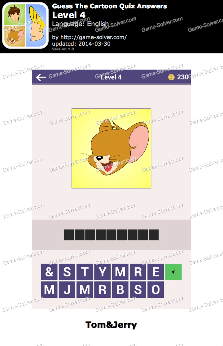 Guess the Cartoon Quiz Level 4 • Game Solver