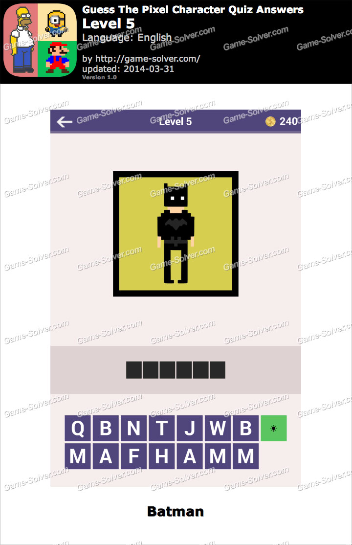 Guess The Pixel Character Quiz Level 5 • Game Solver