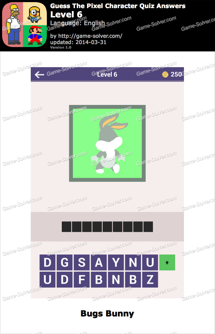Guess The Pixel Character Quiz Level 6 • Game Solver