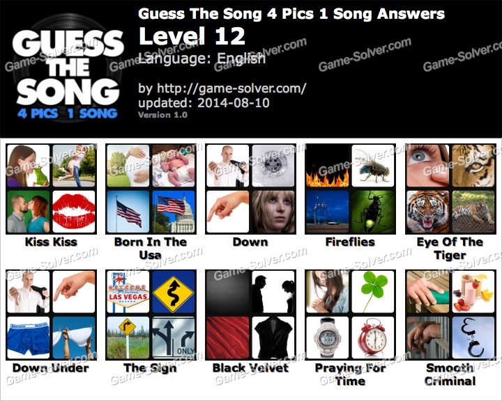 Guess The Song 4 Pics 1 Song Level 12 • Game Solver
