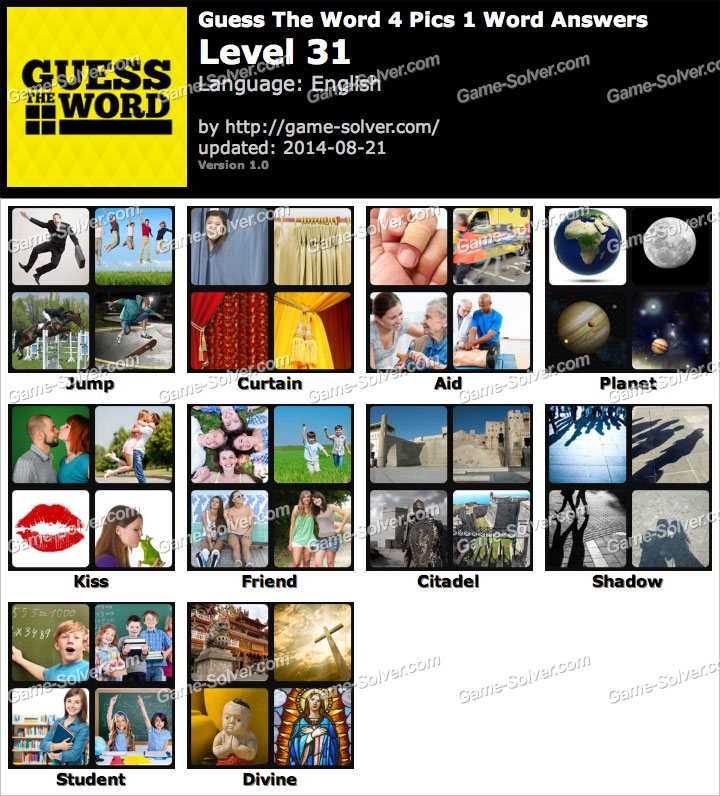 Guess The Word 4 Pics 1 Word Level 31 • Game Solver