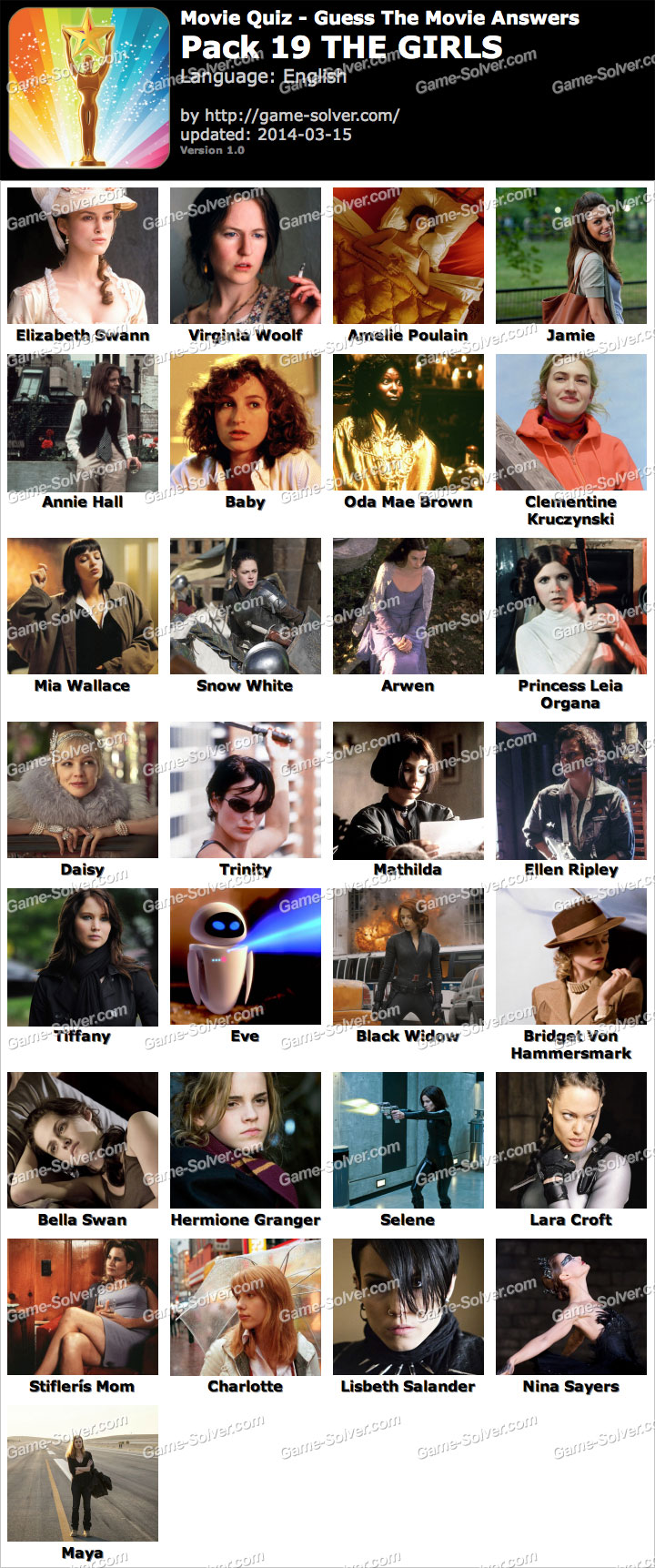 Movie Quiz Level 19 The Girls • Game Solver