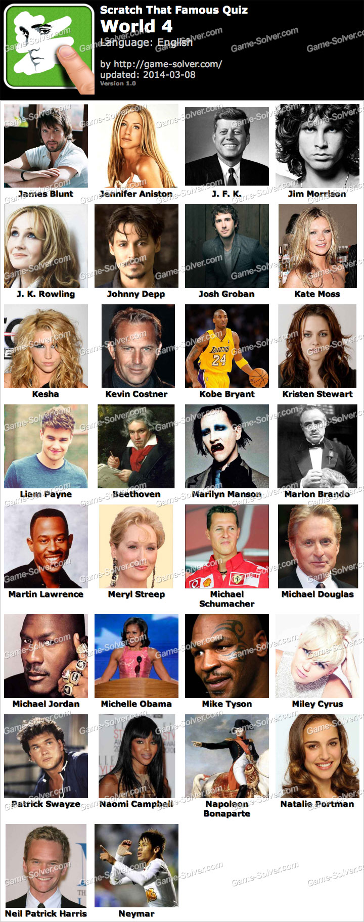 Scratch That Famous Quiz World 4 • Game Solver