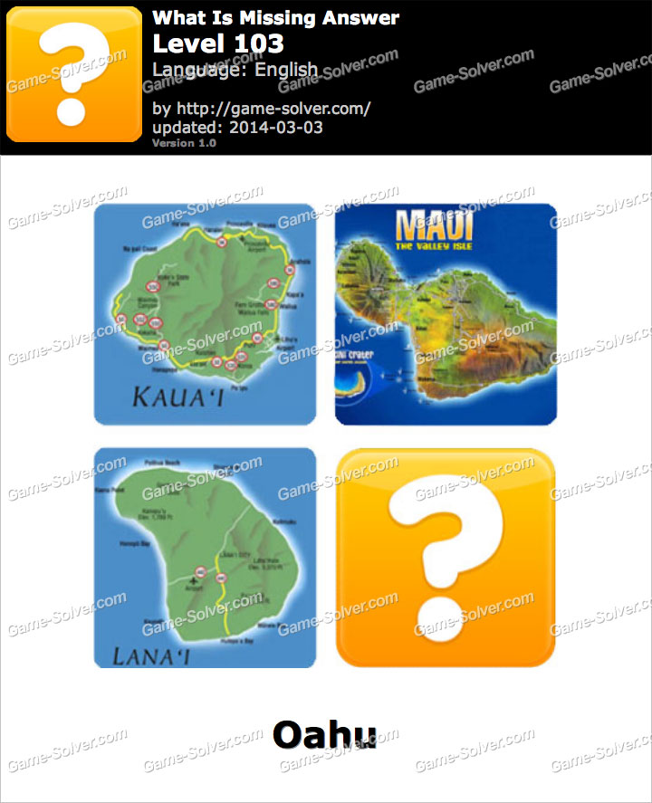 What Is Missing 103 • Game Solver