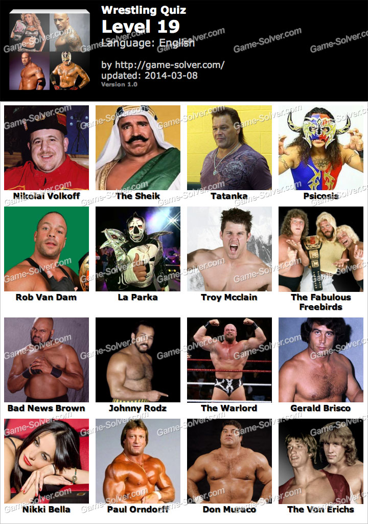 Wrestling Quiz Level 19 • Game Solver