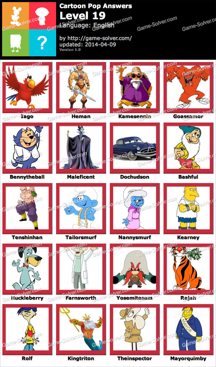 Cartoon Pop Level 19 • Game Solver