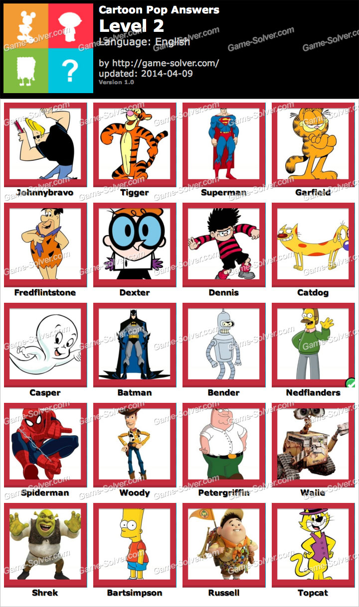 Cartoon Pop Level 2 • Game Solver