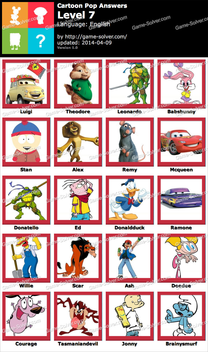 Cartoon Pop Level 7 • Game Solver