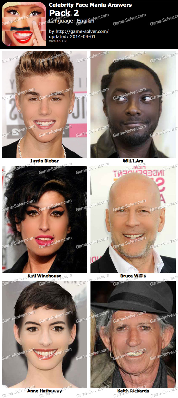 Celebrity Face Mania Pack 2 • Game Solver