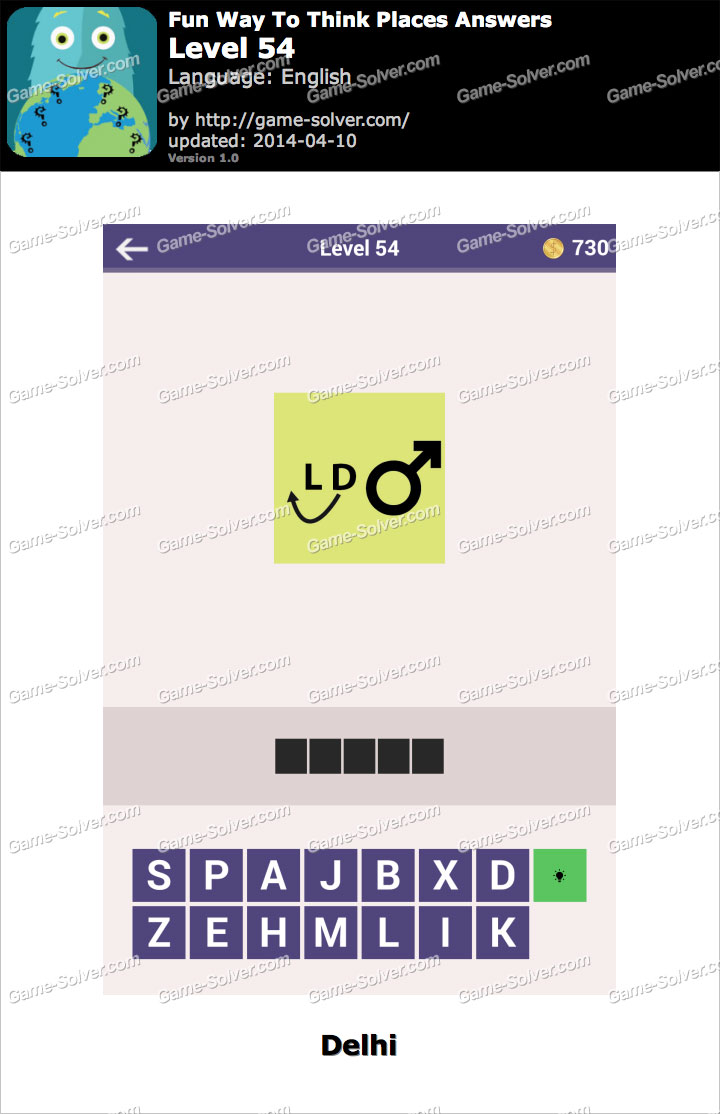 Fun Way To Think Places Level 54 • Game Solver