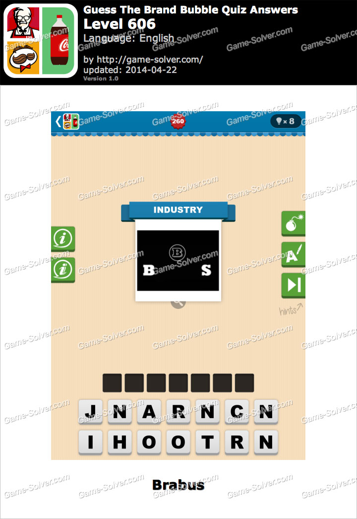 Guess The Brand Bubble Quiz Level 606 • Game Solver