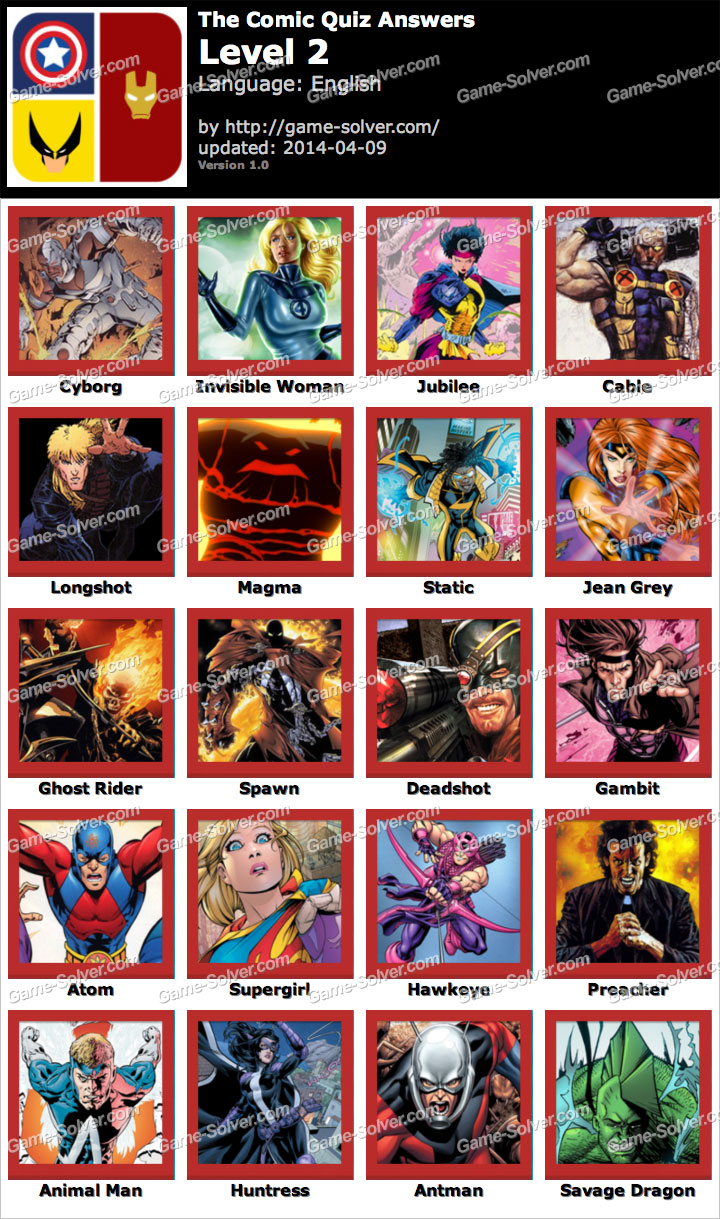 The Comic Quiz Level 2 • Game Solver