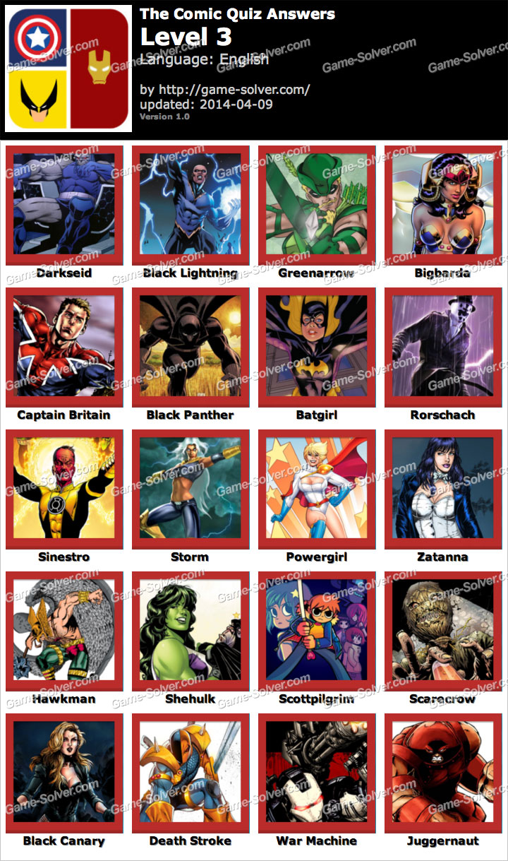 The Comic Quiz Level 3 • Game Solver