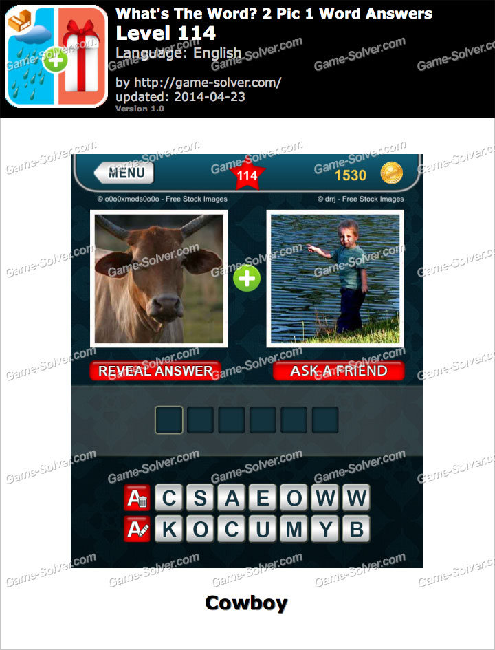 What's The Word 2 Pic 1 Word Level 114 • Game Solver