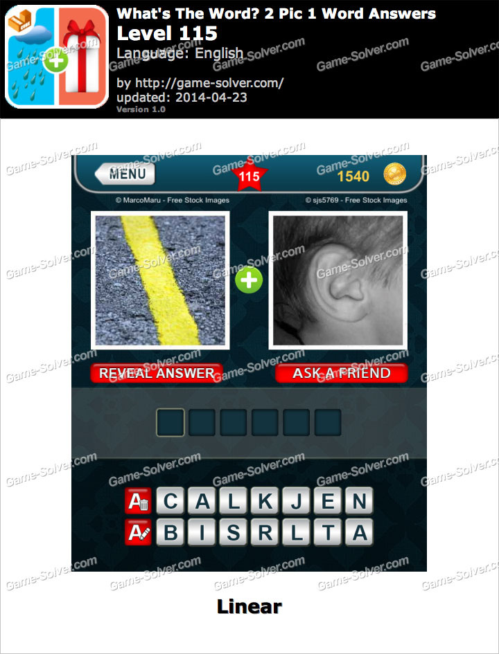 What's The Word 2 Pic 1 Word Level 115 • Game Solver
