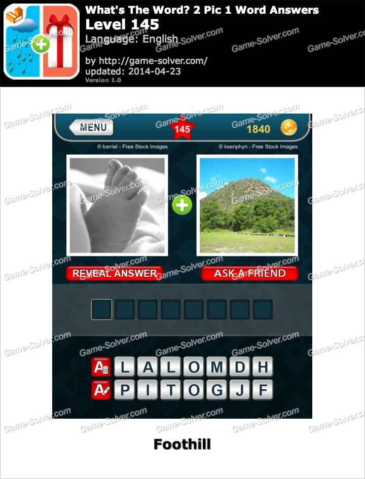 What's The Word 2 Pic 1 Word Level 145 • Game Solver