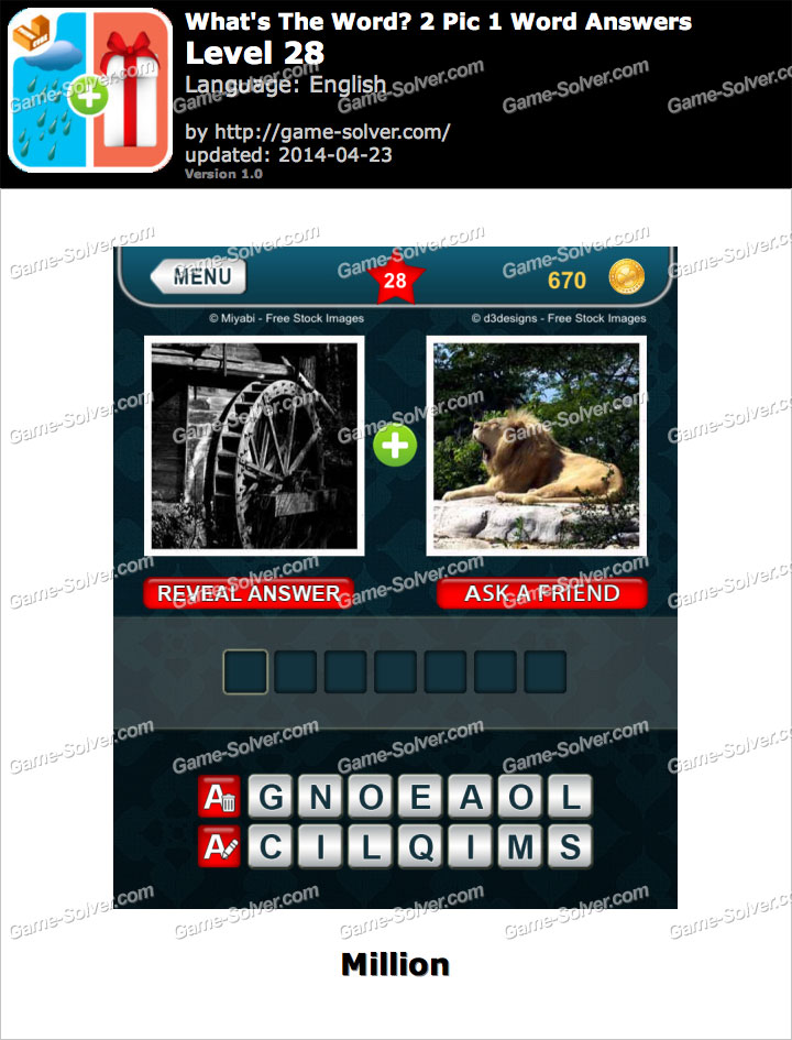 What's The Word 2 Pic 1 Word Level 28 • Game Solver