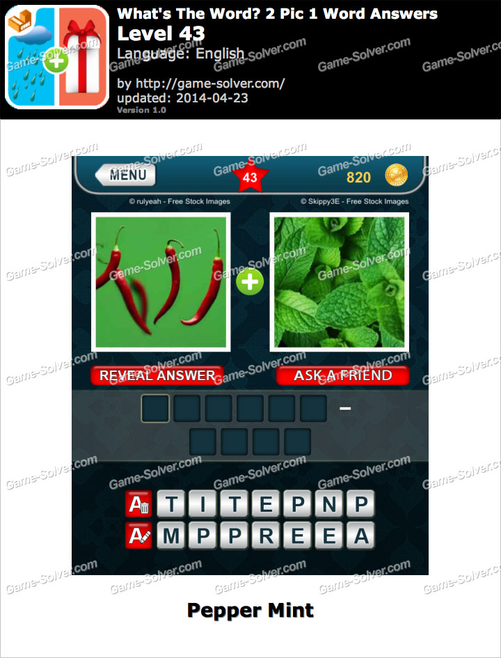 What's The Word 2 Pic 1 Word Level 43 • Game Solver