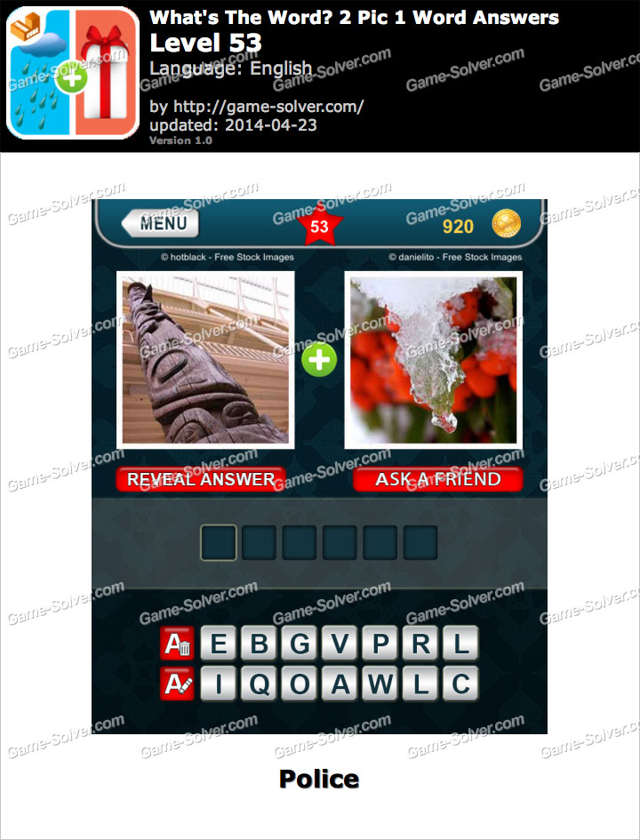 What's The Word 2 Pic 1 Word Level 53 • Game Solver