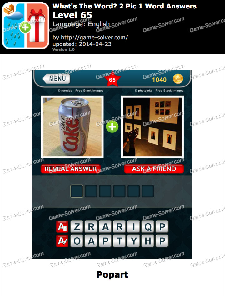 What's The Word 2 Pic 1 Word Level 65 • Game Solver