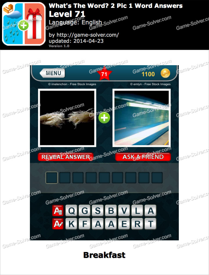 What's The Word 2 Pic 1 Word Level 71 • Game Solver