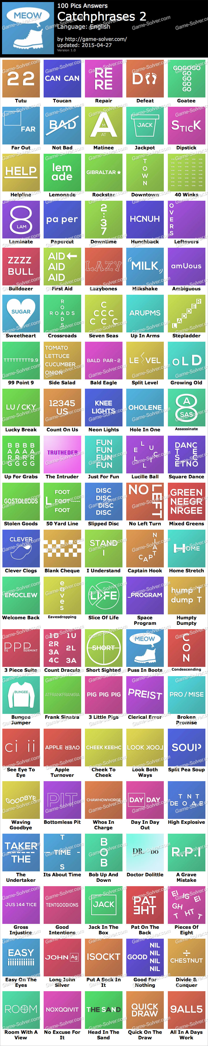 100 Pics Catchphrases 2 Game Solver 100 Pics Catchphrases 2 Game Solver